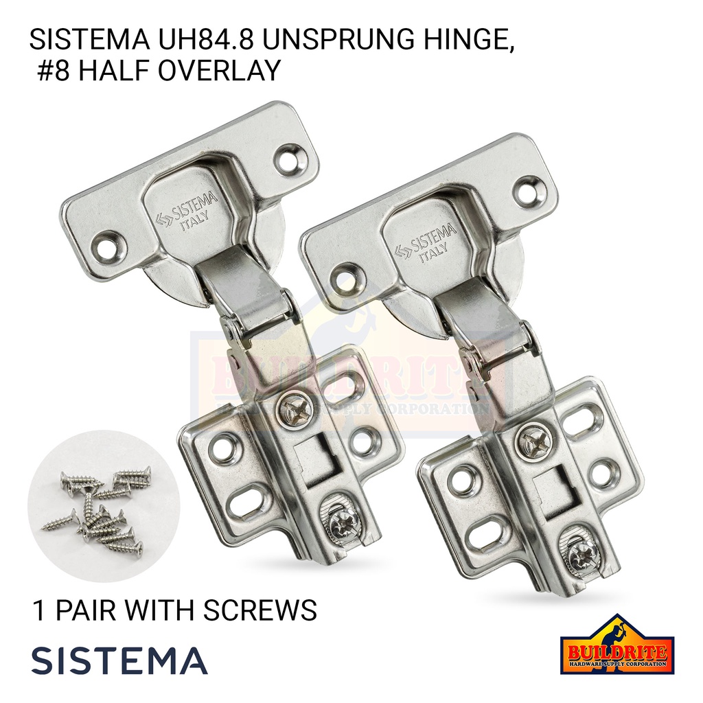 SISTEMA UH84.8 2pcs 105 x 52 x 25mm Nickel Plated Steel Concealed Hinge ...