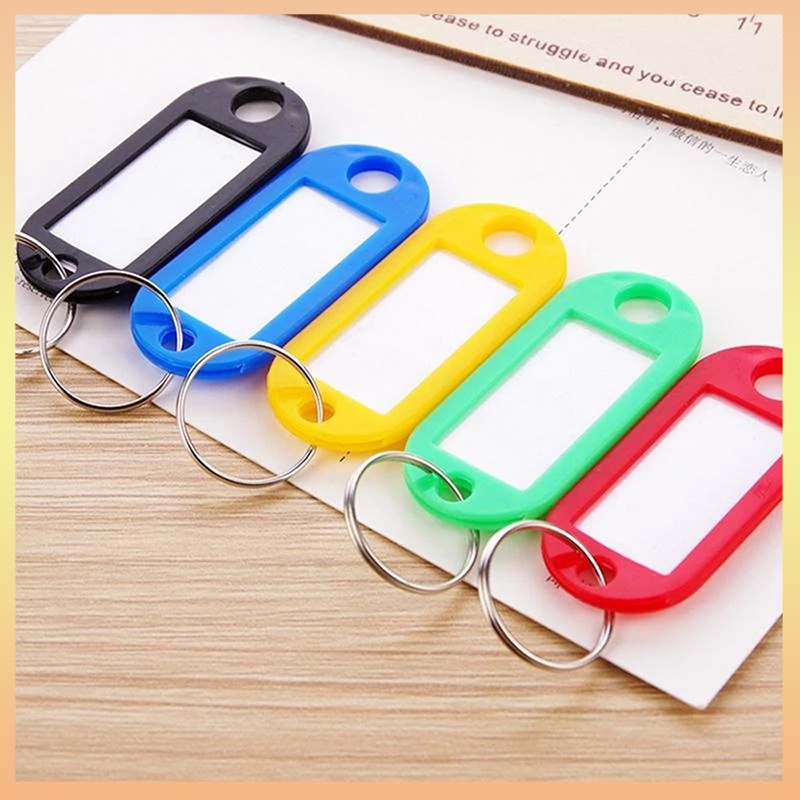 50Pcs Plastic Keychain Key Fobs Luggage Id Label Name Cards Tags With ...