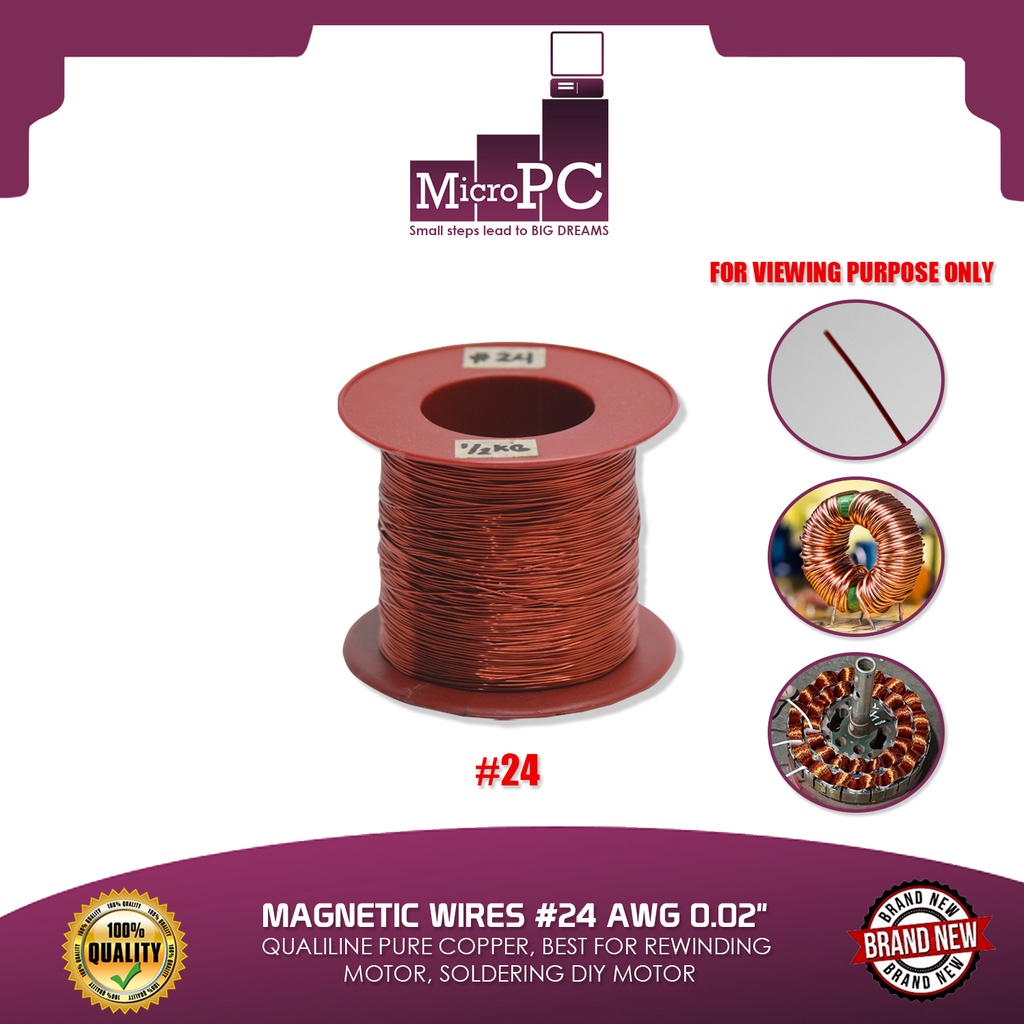 MAGNETIC WIRES #24 AWG 0.02", QUALILINE PURE COPPER, BEST FOR REWINDING ...