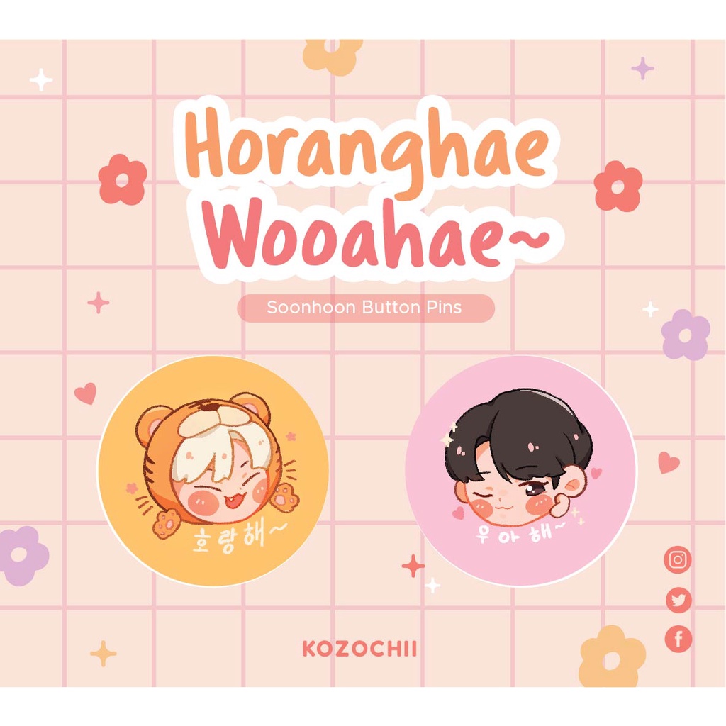SEVENTEEN Wooahae Horanghae SoonHoon Button Pin Set | Shopee Philippines