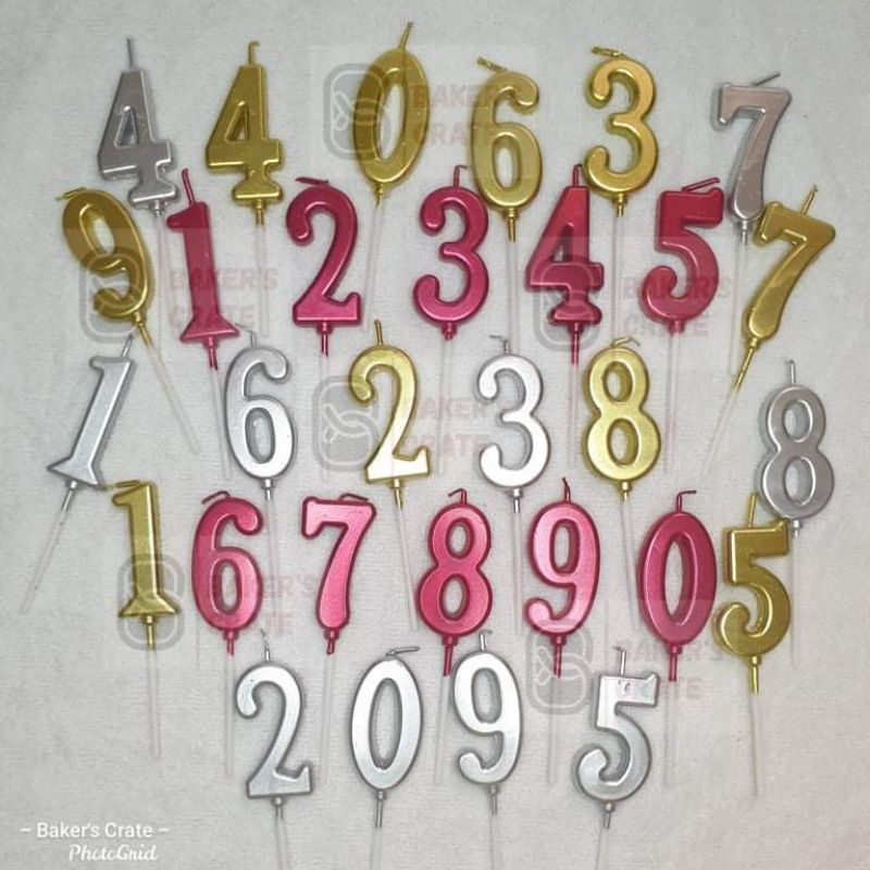 Candle - Metallic / Shiny / Glitter Number (sold per piece) | Shopee ...