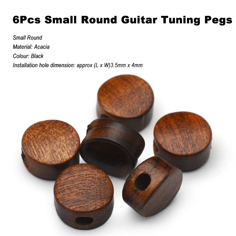 6Pcs Acacia Small Round Shape Guitar Tuning Pegs Tuners Machine Heads ...