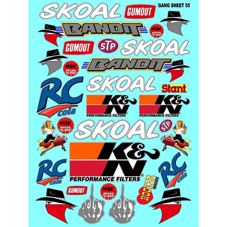 Clear Vinyl Sticker Gang Sheet 55 Bandit Racing Sponsor DIE Cut- R/C ...