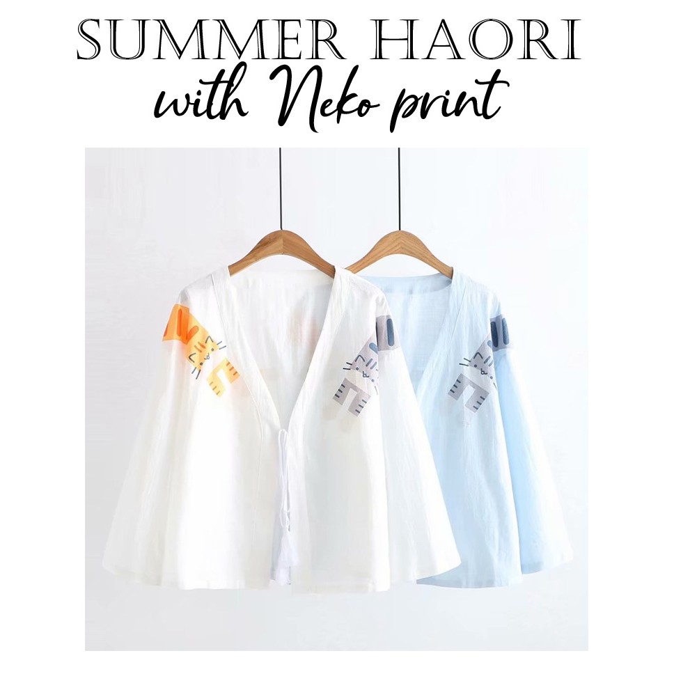 (LIMITED) Summer Haori with cute Cats print (Thin Coat) | Shopee ...