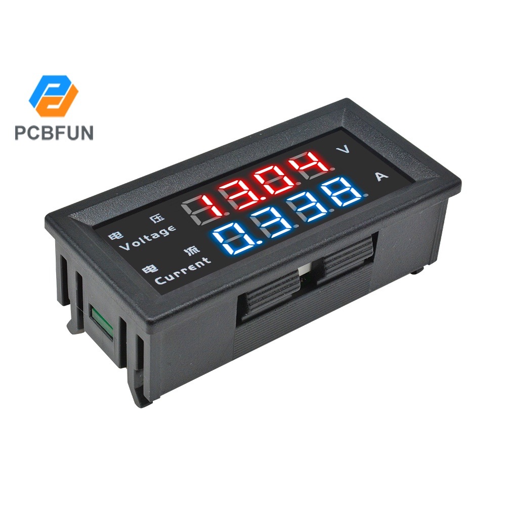 Pcbfun M4430 Digital 0-100V 10A Red+Blue Dual Led Volt Voltmeter Ammeter 4-Bit 5 Wires | Shopee ...