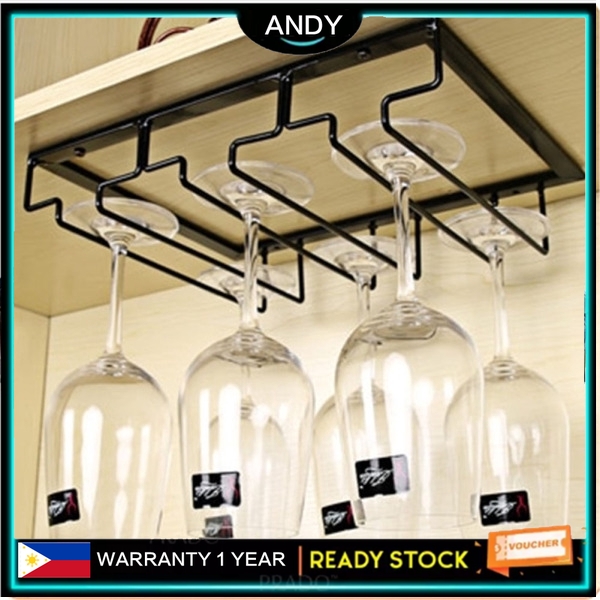 Wine Glass Rack Hanging Wine Cup Holder Bar Goblet Stemware Storage ...