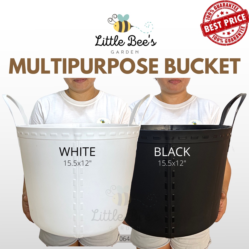 Multipurpose Bucket with Handle | Storage Basket | Black | White ...