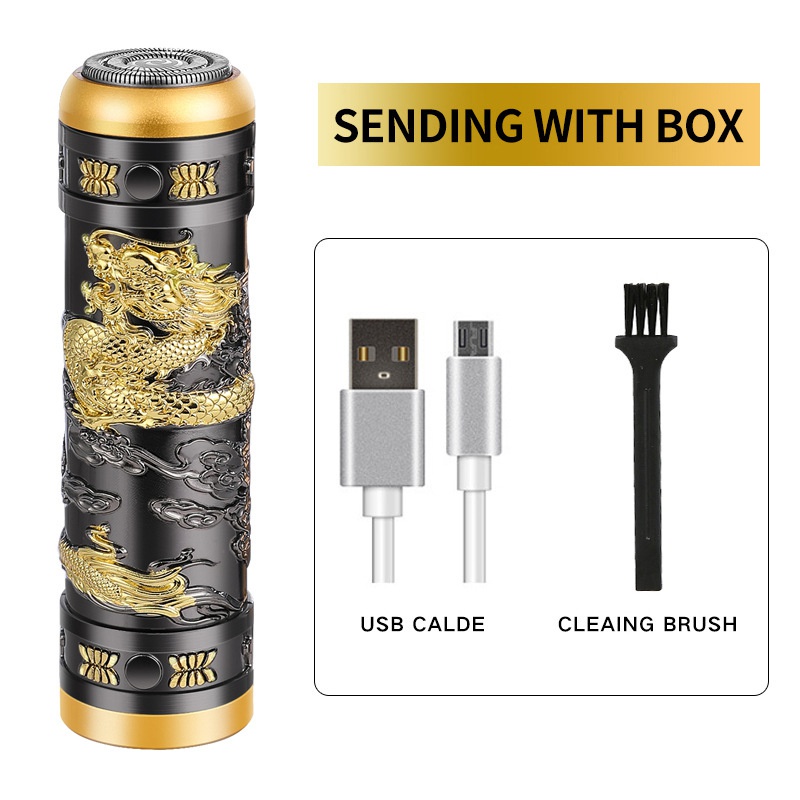 Men Portable Electric Shaver Retro Dragon Style Mini Beard Trimmer ...