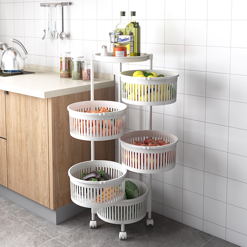 5 Layer Rotatable Kitchen Utility Trolley Cart Shelf Storage Rack ...