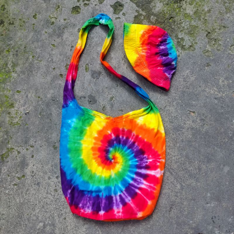 Hobo bag & Bucket hat (RAINBOW) Tie Dye | Shopee Philippines