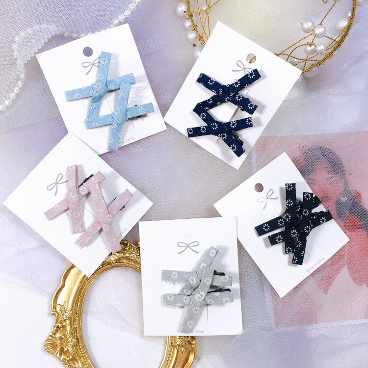 Beautiful hairpin set made of fabric and cute Korean style bow | Shopee ...