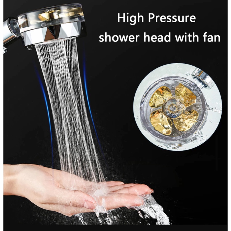 Rotating Water Saving Eco Turbo Shower Head Propeller High Pressure ...