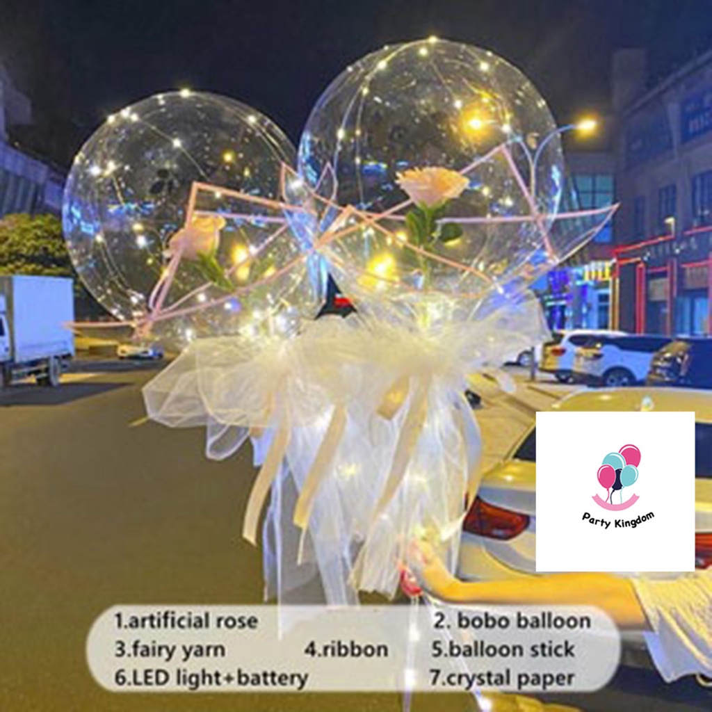 Bobo Balloon Set Rose Bouquet Valentine's LED Lights Gift Anniversary ...