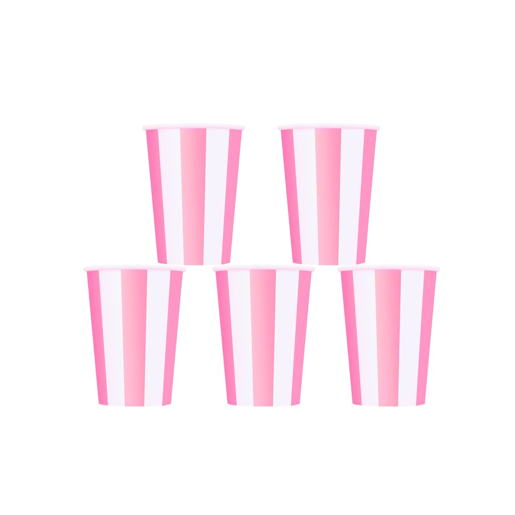 10pcs Light Pink Paper Cups with Stripe for Pink Color Scheme Party ...