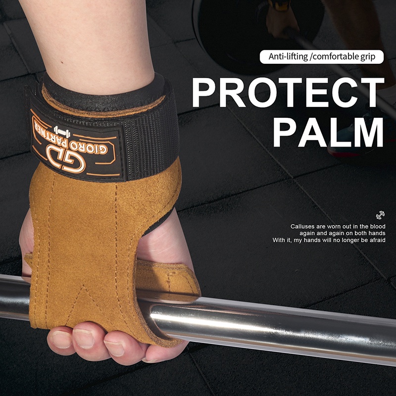 New 1Pair Cowhide Gym Gloves Palm Protection Squat Weightlifting Reduce ...
