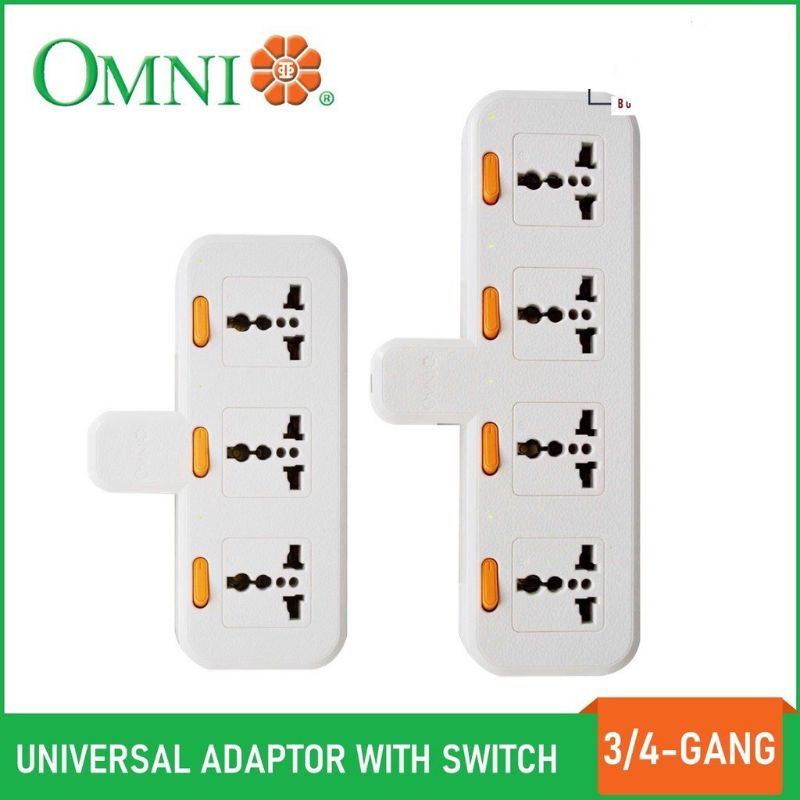 OMNI UNIVERSAL ADAPTER WITH INDIVIDUAL SWITCH 3 & 4 GANG WUA-032 WUA ...