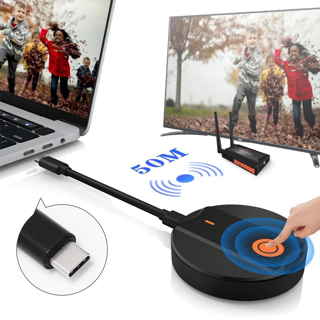 Type C Wireless HDMI Video Transmitter and Receiver Extender 50m 1080P ...