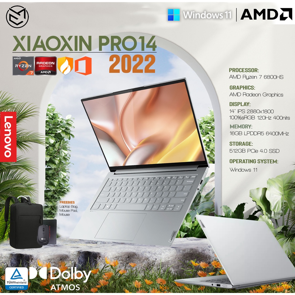 Lenovo Xiaoxin Pro14 2022 Ryzen 7 6800HS Radeon Graphics 14" IPS 2880x1800 16GB LPDDR5 512GB SSD ...