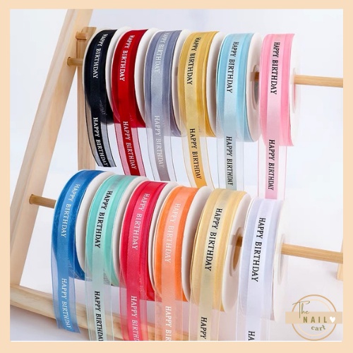 (50 yards/roll) 2.5cm Happy Birthday Satin Ribbon Roll Gift Packaging ...