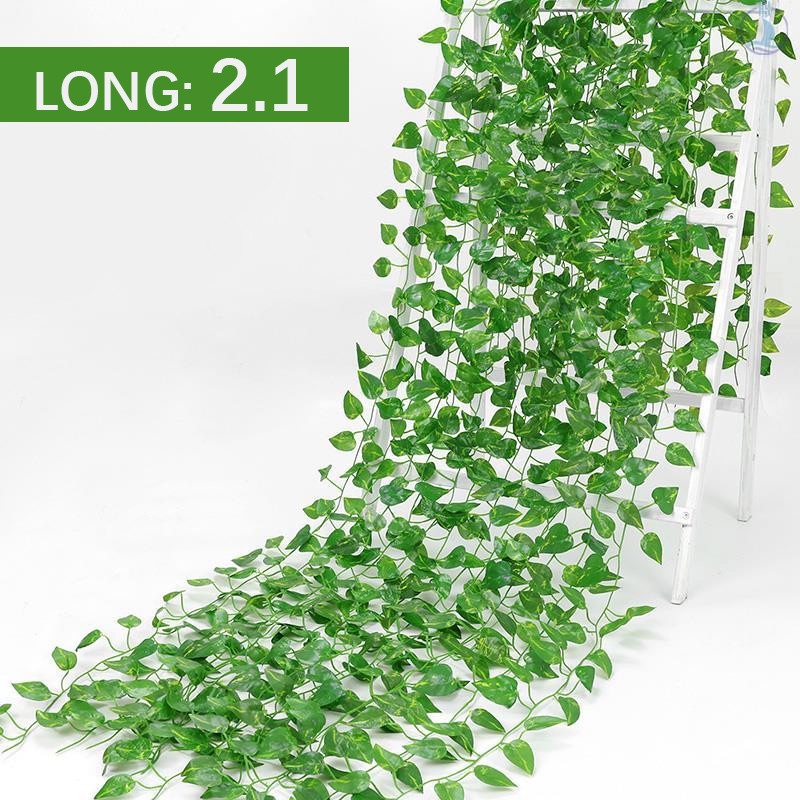 210cm Green Silk Artificial Hanging Lvy Leaf Garland Plants Vine Leaves For Wedding Party ...