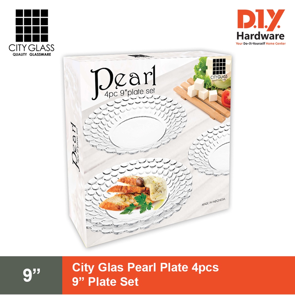 City Glass Pearl Plate 9" | 4pcs Plate Set | Shopee Philippines