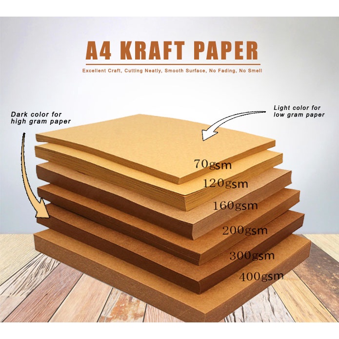 A4 KRAFT PAPER/BOARD 70GSM - 300 GSM Thick Paperboard | Shopee Philippines