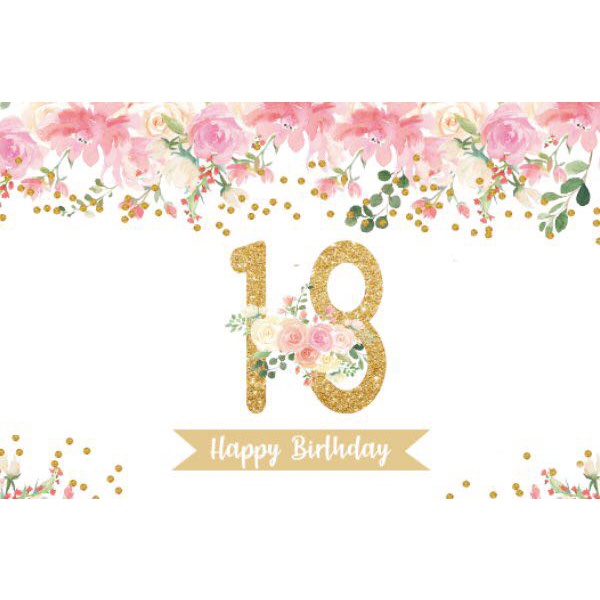 Pink 18th Photo Backdrop Girls Happy Birthday Party Balloon Rose Gold ...