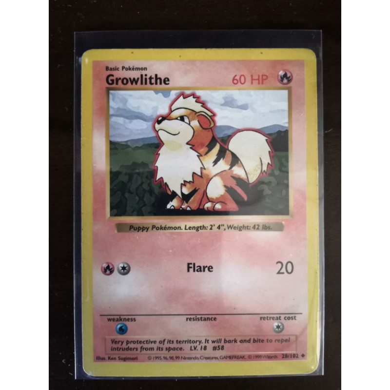 Pokemon TCG: Growlithe - 28/102 - Uncommon Base Set Shadowless | Shopee ...