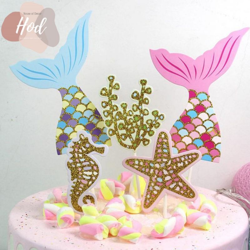 Set Sparkling Topper Mermaid Tail Glitter Glitter Glitter Cake ...