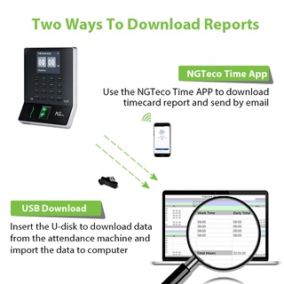 NGTeco W2 Fingerprint Time Attendance Machine WiFi/APP Time Recorder ...