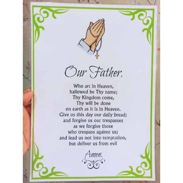 Laminated Our Father, Prayer Charts A4 size | Shopee Philippines
