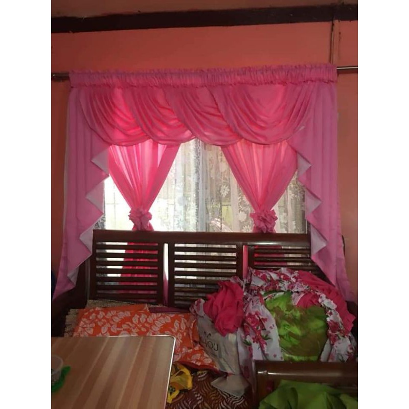 Geena cloth plain colors double panel with inner lace (size 65"x70 ...