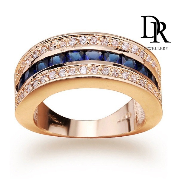DR Jewelry Fashion Korean Stainless Accessories Full Diamond Sapphire ...