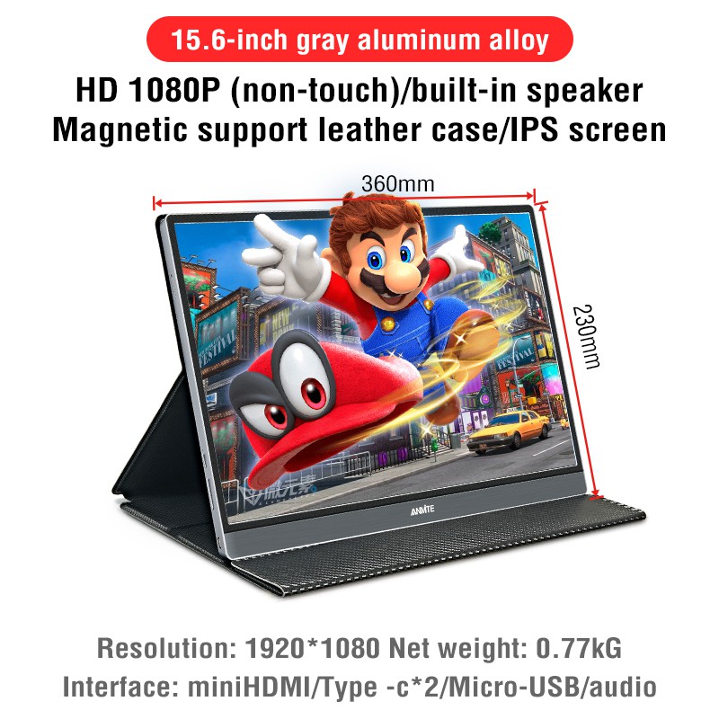 Portable Monitor for Laptop Anmite 11.6"/13.3"/14"/15.6"/18.5"4K IPS ...