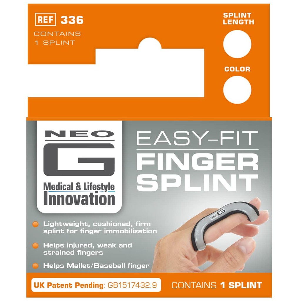 Neo G Easy Fit Finger Splint for Strain, Sprains, Broken Fingers, Class ...