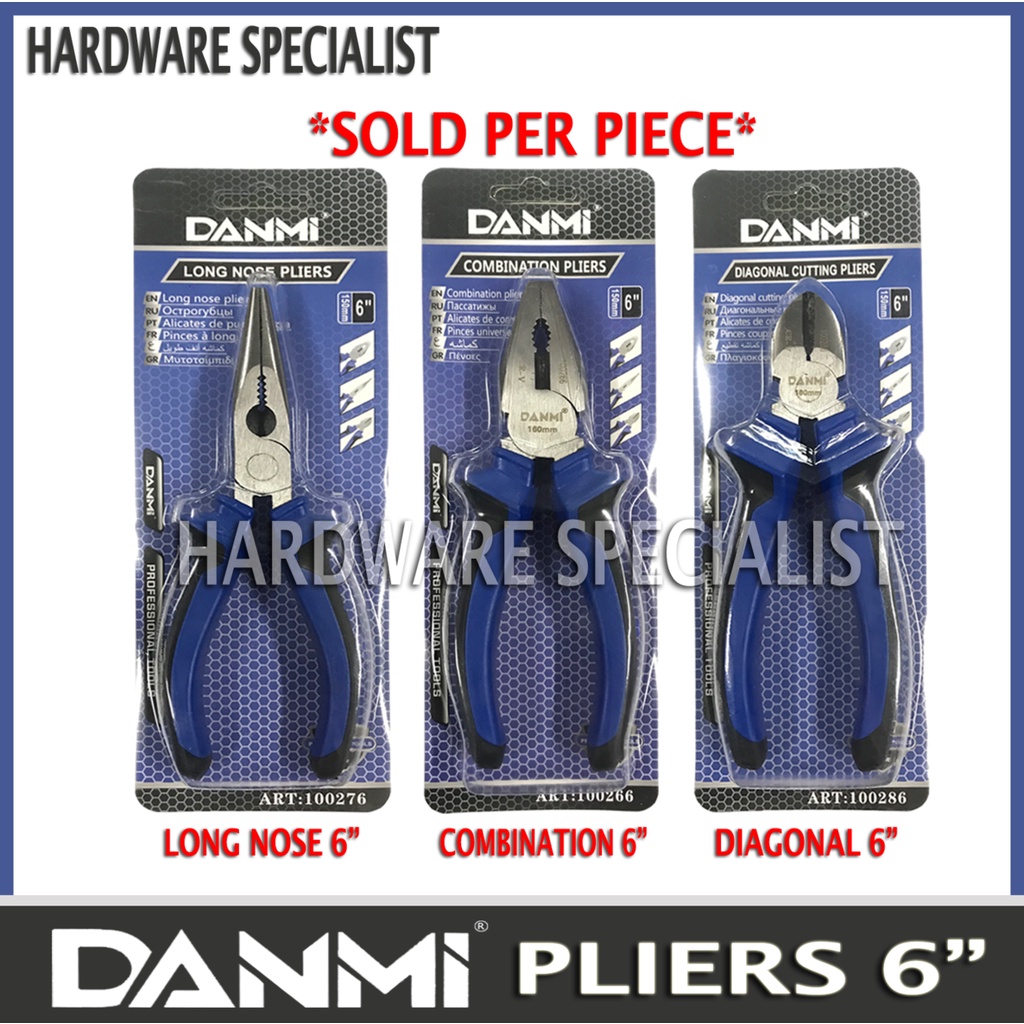 DANMI Long Nose 6", Combination 6" or Diagonal Cutting Pliers 6 ...
