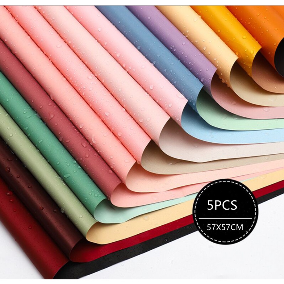 5 PCS Bouquet flower wrapping paper Korean 2 tone gold two-color thick ...