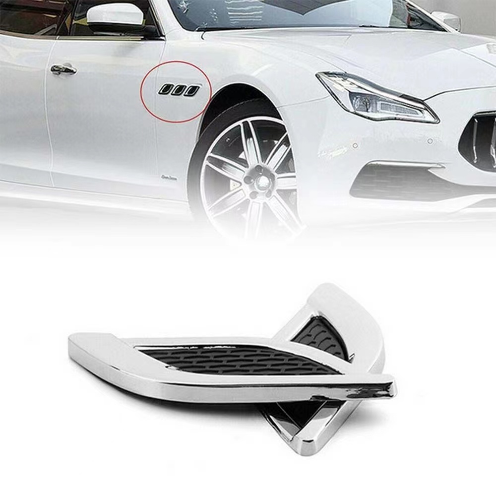 2Pcs Universal 3D Car Sticker Metal Car Leaf Board Decoration Shark ...