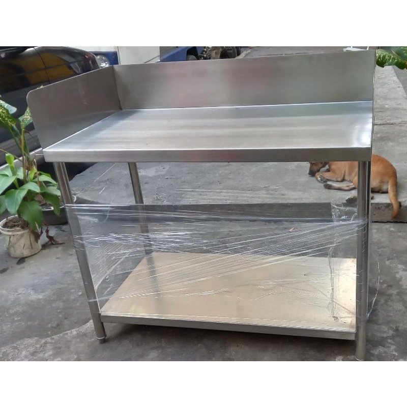 TWO LAYER STAINLESS TABLE WITH SPLASH BOARD | Shopee Philippines
