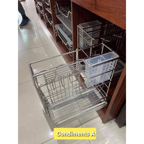 CONDIMENTS RACK PULL OUT BASKET High quality STAINLESS Floor Mount ...