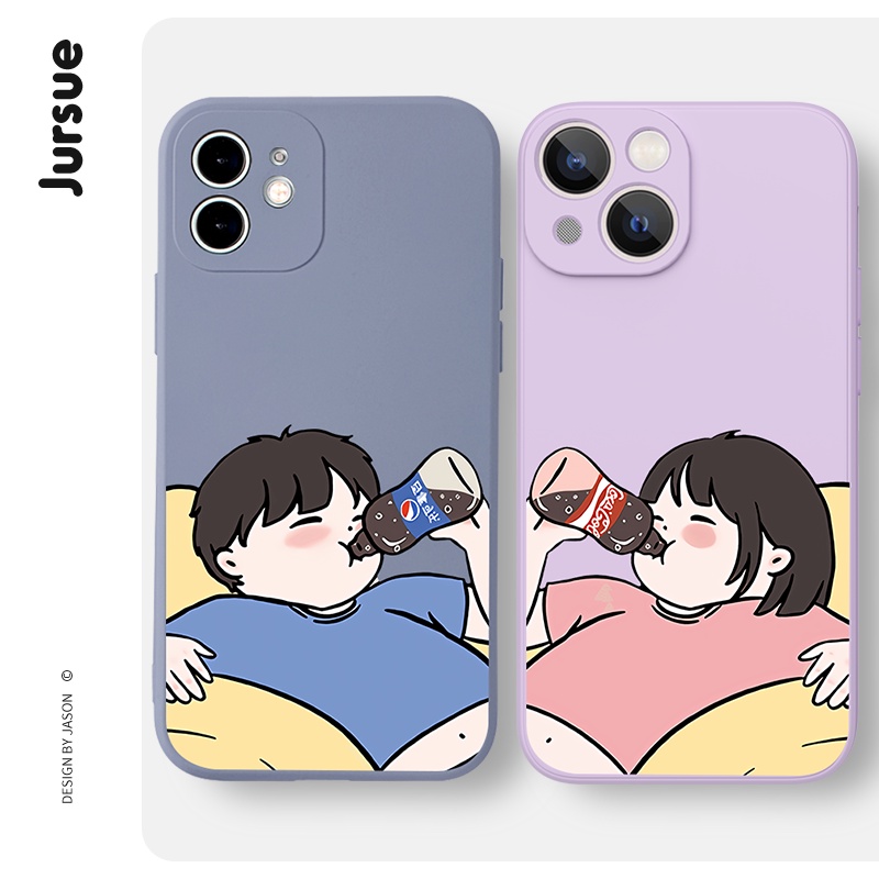 JURSUE Soft Silicone Matching Couple Set Cute Funny Shockproof Phone ...