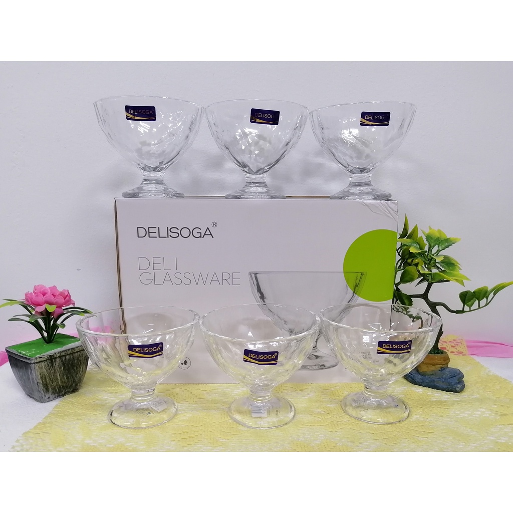 Delisoga Deli Glassware Small Transparent Ice Cream Cup Glass Set 6pcs ...