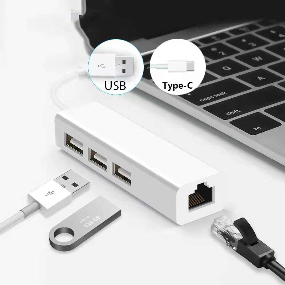 USB 3.1 Type C to Multiple RJ45 Lan 3 Ports USB 2.0 Hub with Lan ...