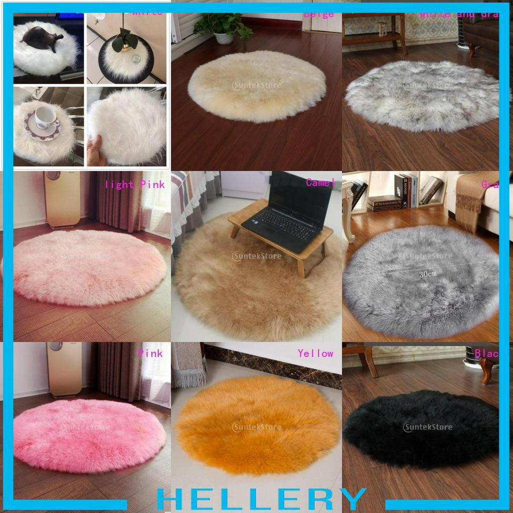 [HELLERY] Round 30cm Hairy Carpet Faux Mat Plain Soft SMALL Area Rug ...