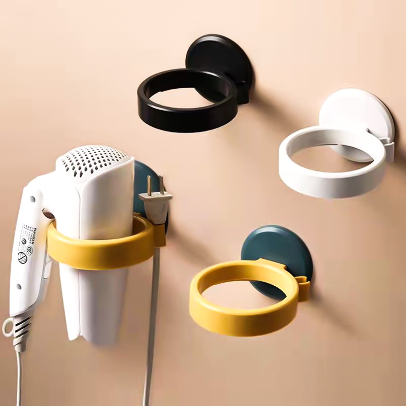 Punch-Free Wall-Mounted Hair Dryer Holder Bathroom CR Shelf Storage ...