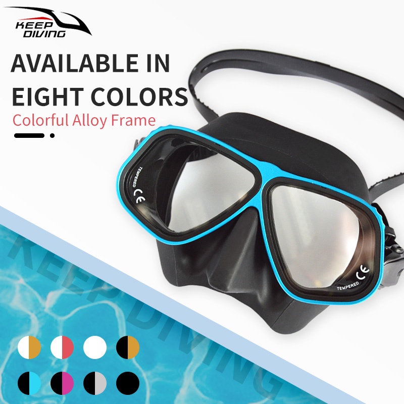 Free Diving Mask Ultra Low Volume Snorkeling goggles Color Alloy Frame ...