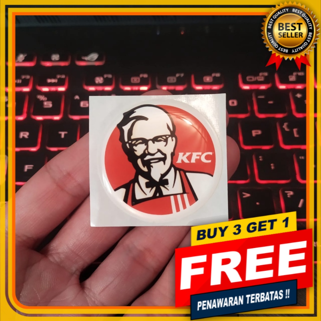 KFC LOGO STICKER 3D FLEXIBLE RESIN STICKER DIAMETER 4CM MOTORCYCLE ...