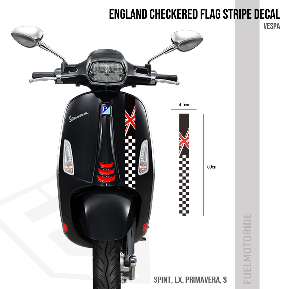 Vespa LX Primavera Sprint Checkered British Flag Strip Decal Sticker ...