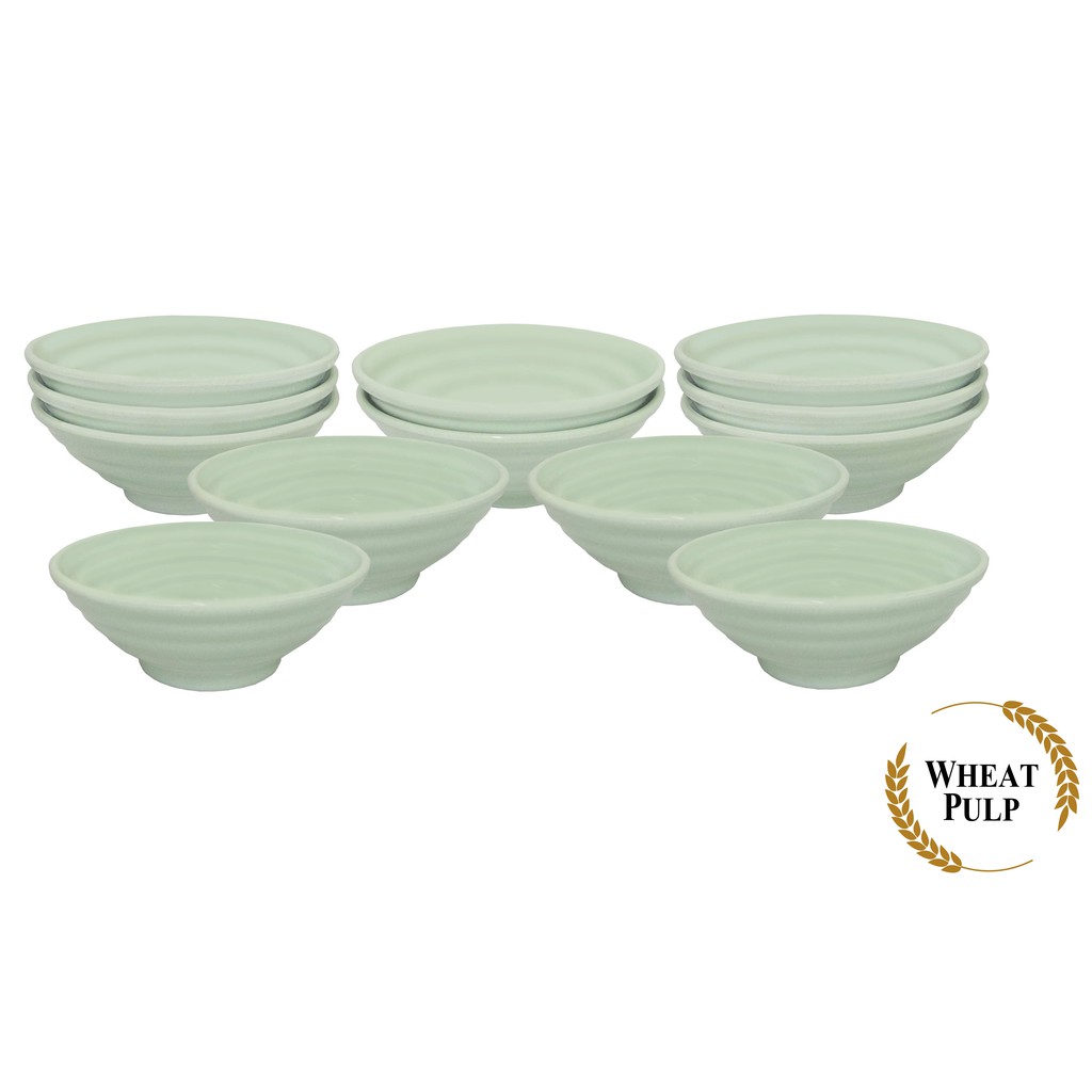 Nipponware 12-piece 4-inch Wheat Pulp Spiral Bowl Set (Seaweed ...