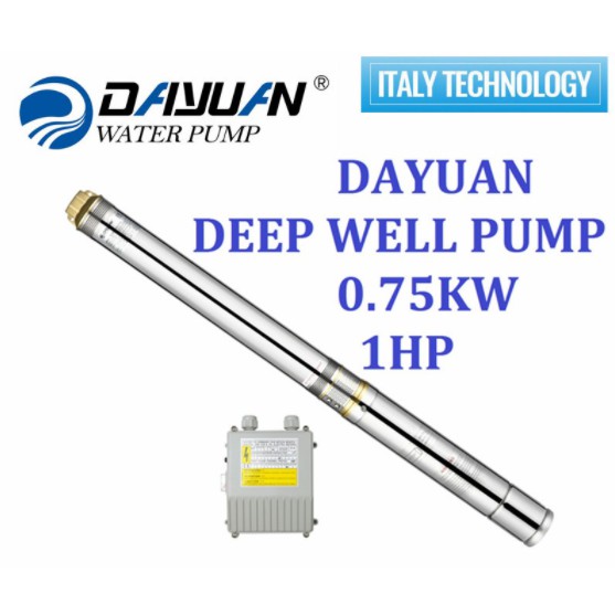 DAYUAN 1HP SUBMERSIBLE DEEP WELL PUMP 4" 100% COPPER 100QJD4-33/5-0.75YT | Shopee Philippines
